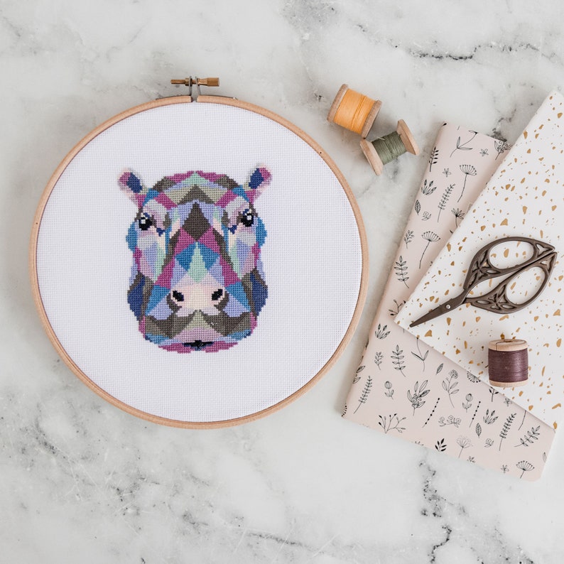 Hippo Cross Stitch Pattern PDF Africa Animal Needlepoint - Etsy