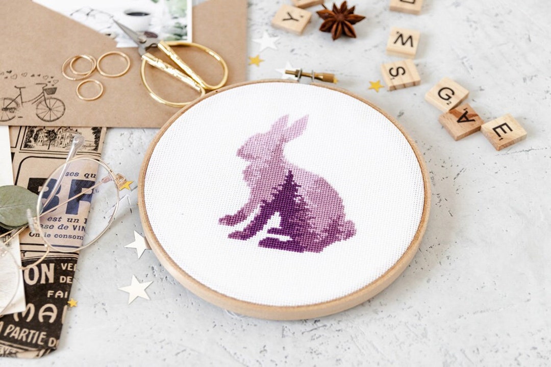 Easy Cross Stitch Pattern PDF | Rabbit Embroidery Design to Download - Etsy