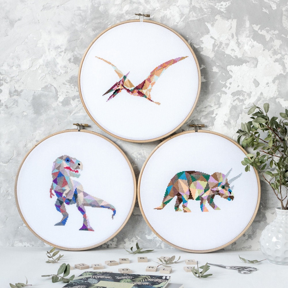 Dinosaur Cross Stitch Pattern Geometric Pterodactylus | Etsy