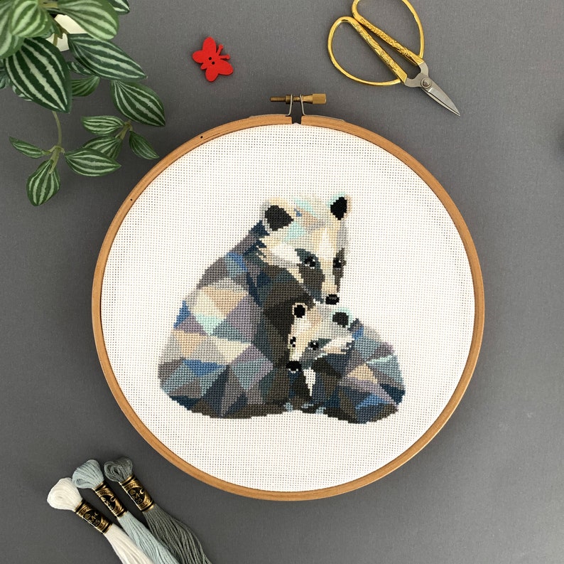 Mom and Baby Badger Cross Stitch Pattern PDF - Modern and Unique ...