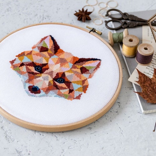 Geometric Fox Cross Stitch Pattern Modern Wild Animal Cross - Etsy
