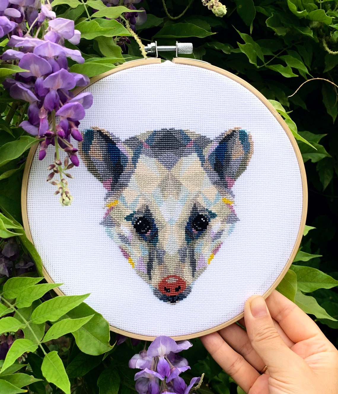 Opossum Cross Stitch Pattern PDF - Modern Geometric Animal Hand ...