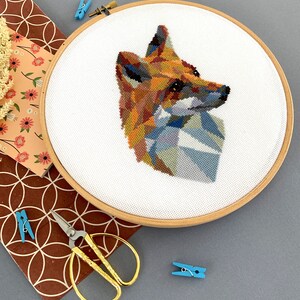 Geometric Fox Cross Stitch Pattern PDF - Modern Animal Hand Embroidery ...