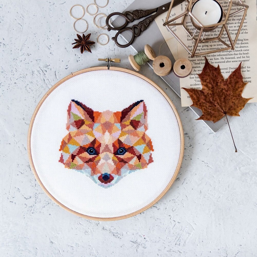 Geometric Fox Cross Stitch Pattern PDF Animal Embroidery - Etsy