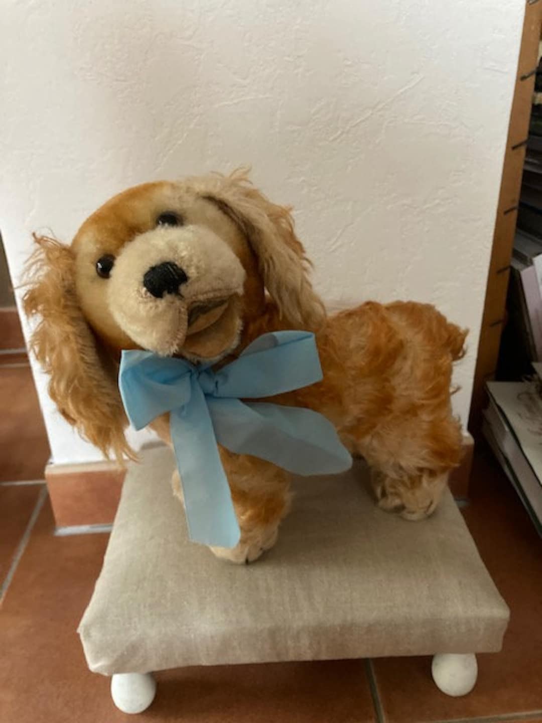Large Steiff (?) Cocker Spaniel Cockie True Vintage Print Voice No Tags ...