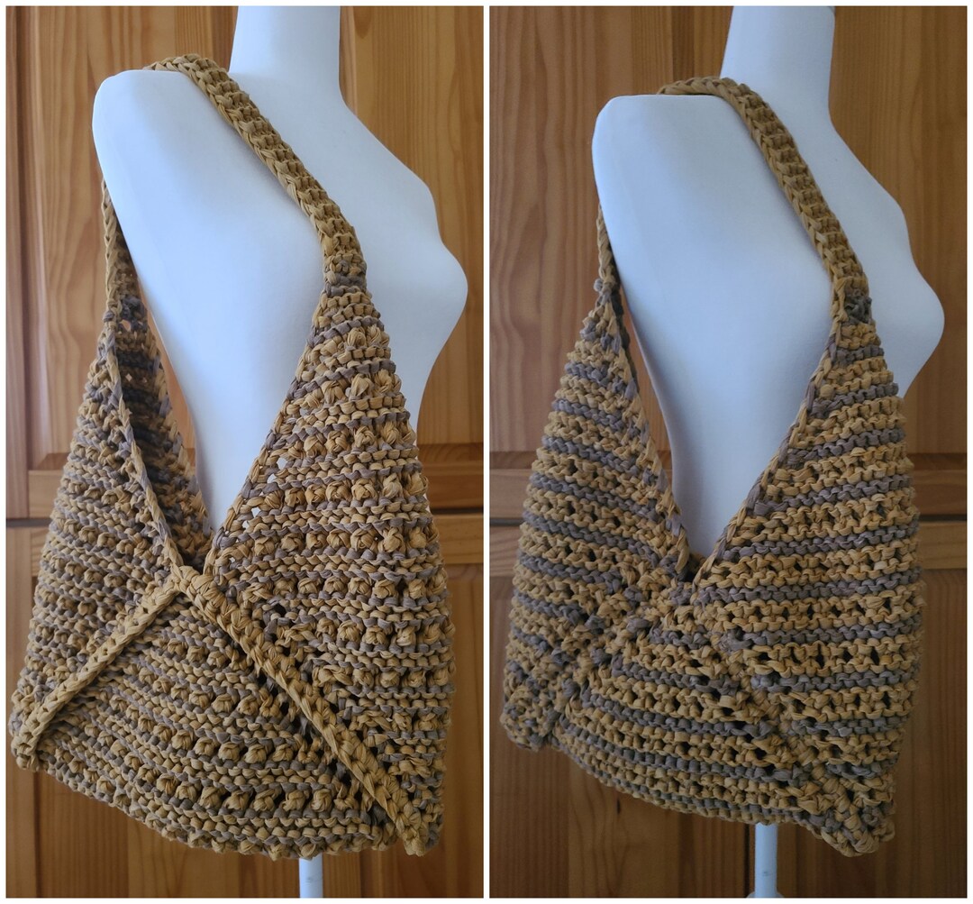 Tri-square Reversible Tote Bag Knitting Pattern / Purse / Market ...