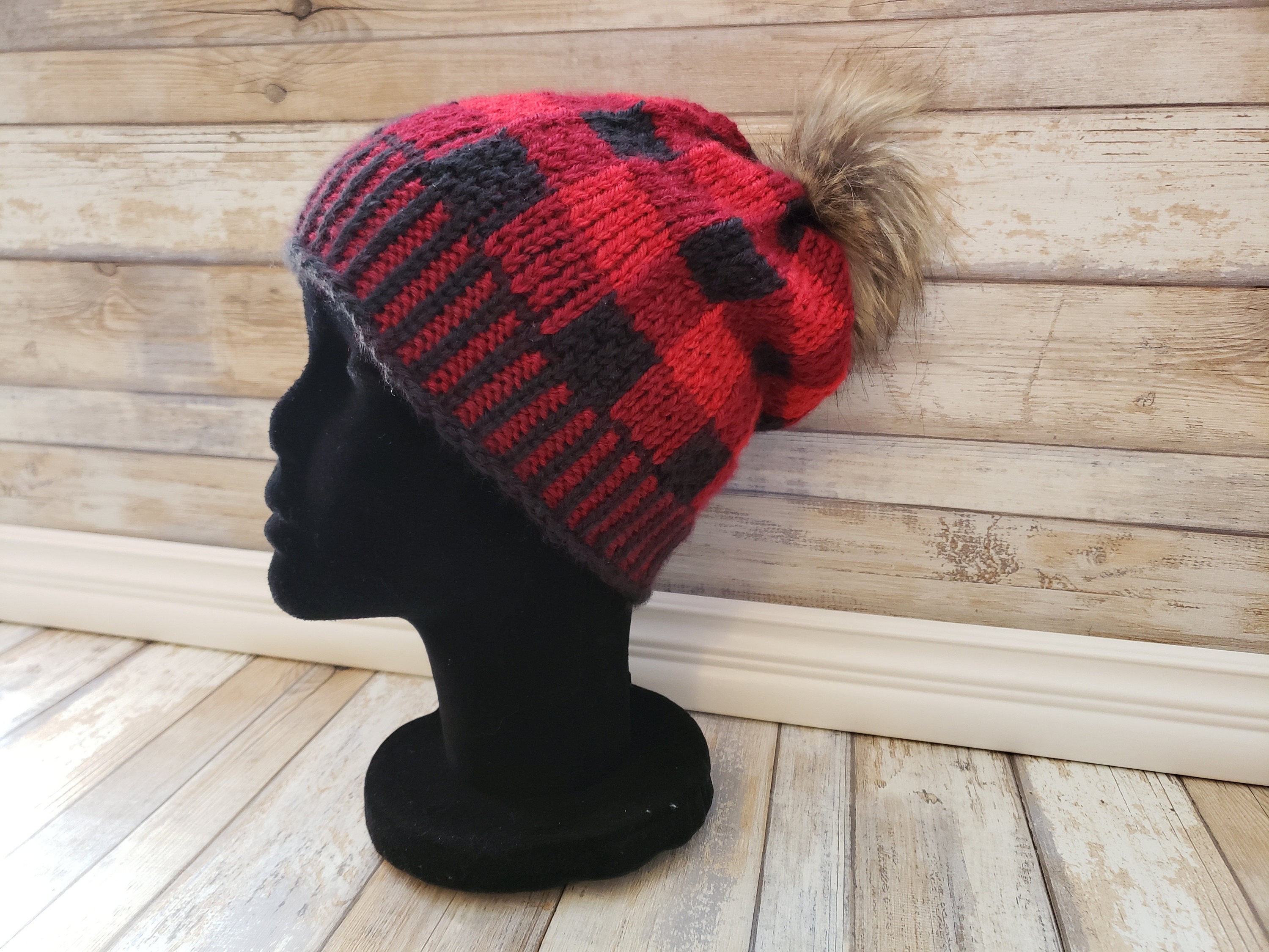 Toasty Buffalo Beanie/ Buffalo Plaid Knit Hat Toque / Women / Teens ...