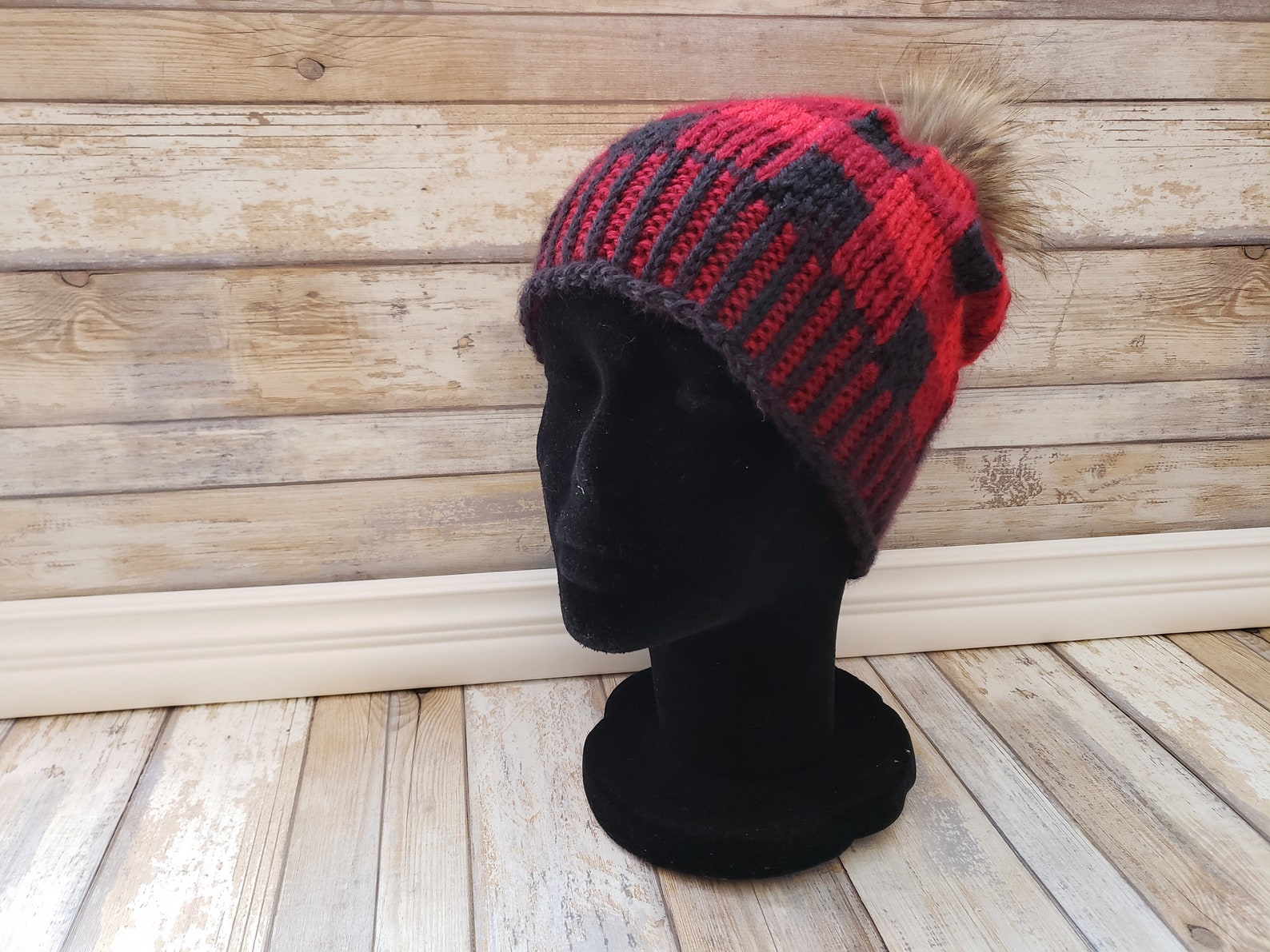 Toasty Buffalo Beanie/ Buffalo Plaid Knit Hat Toque / Women / Teens ...