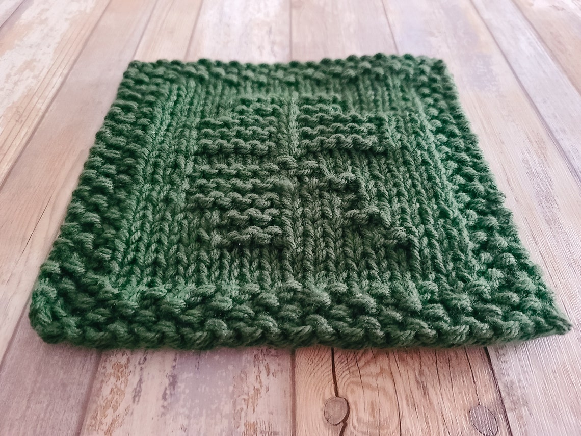 Clover Square Pattern / Washcloth Dishcloth Trivet Afghan Shamrock St ...