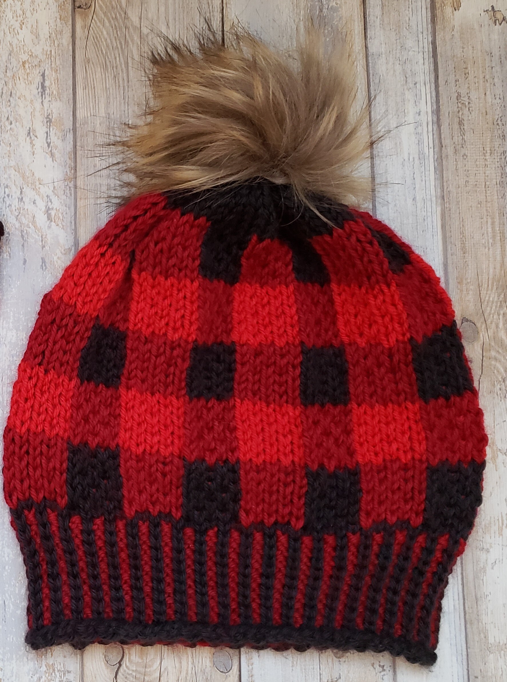 Toasty Buffalo Beanie/ Buffalo Plaid Knit Hat Toque / Women / Teens ...