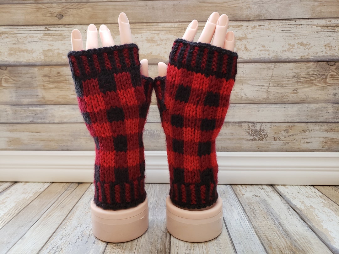 Toasty Buffalo Mitts / Buffalo Plaid / Fingerless Mitts / Fingerless ...