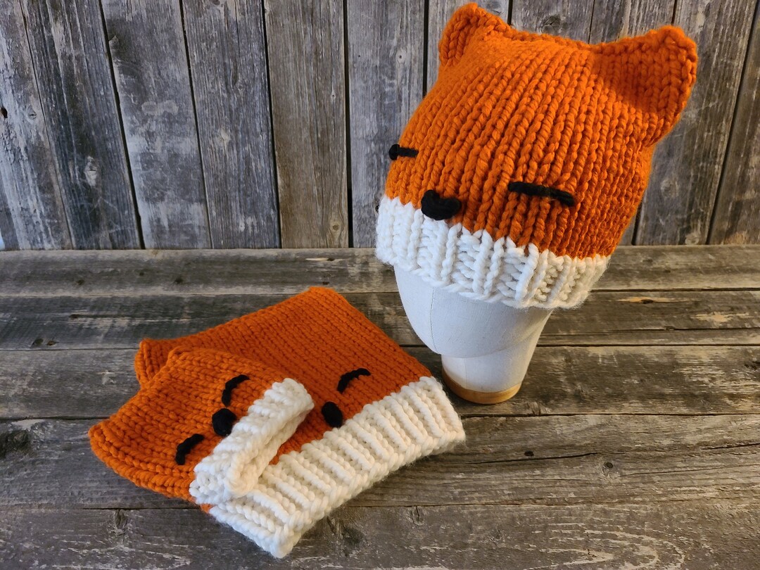 Fox Hat Knitting Pattern: Baby to Adult Sizes (PDF Download) - Etsy