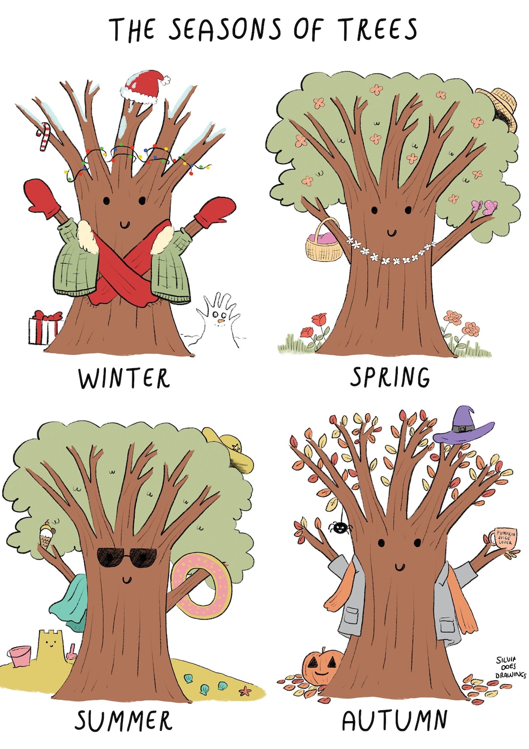 The Seasons of Trees - A4 Print - Etsy