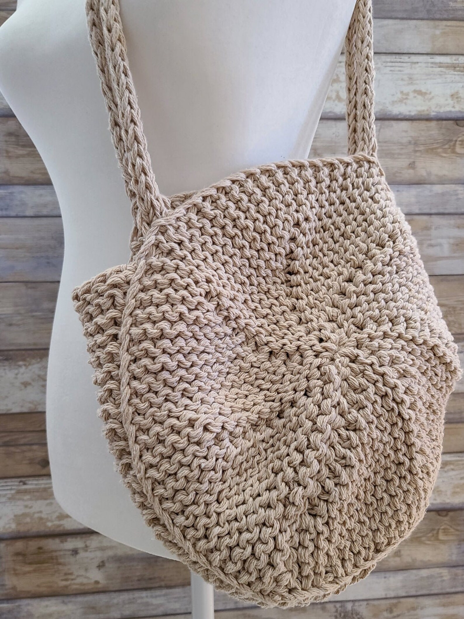 LOOM Circle Beach Bag / tote / purse / loom knit pattern / - Etsy España