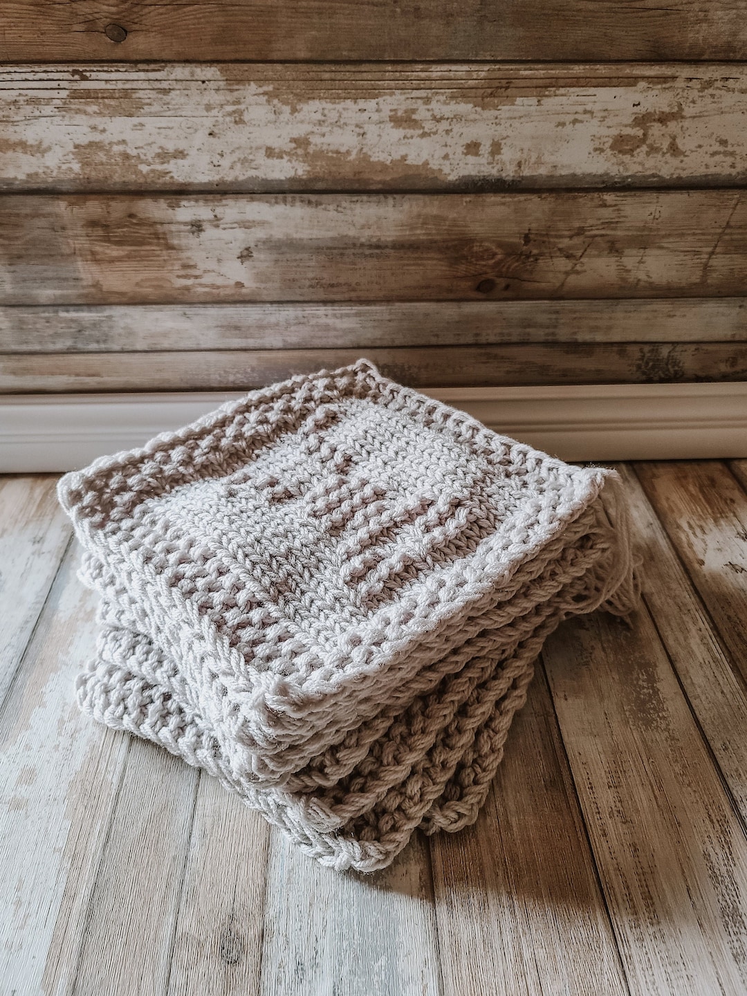 Loom Knit Bunny Square Pattern: Dishcloth, Washcloth (PDF Download) - Etsy