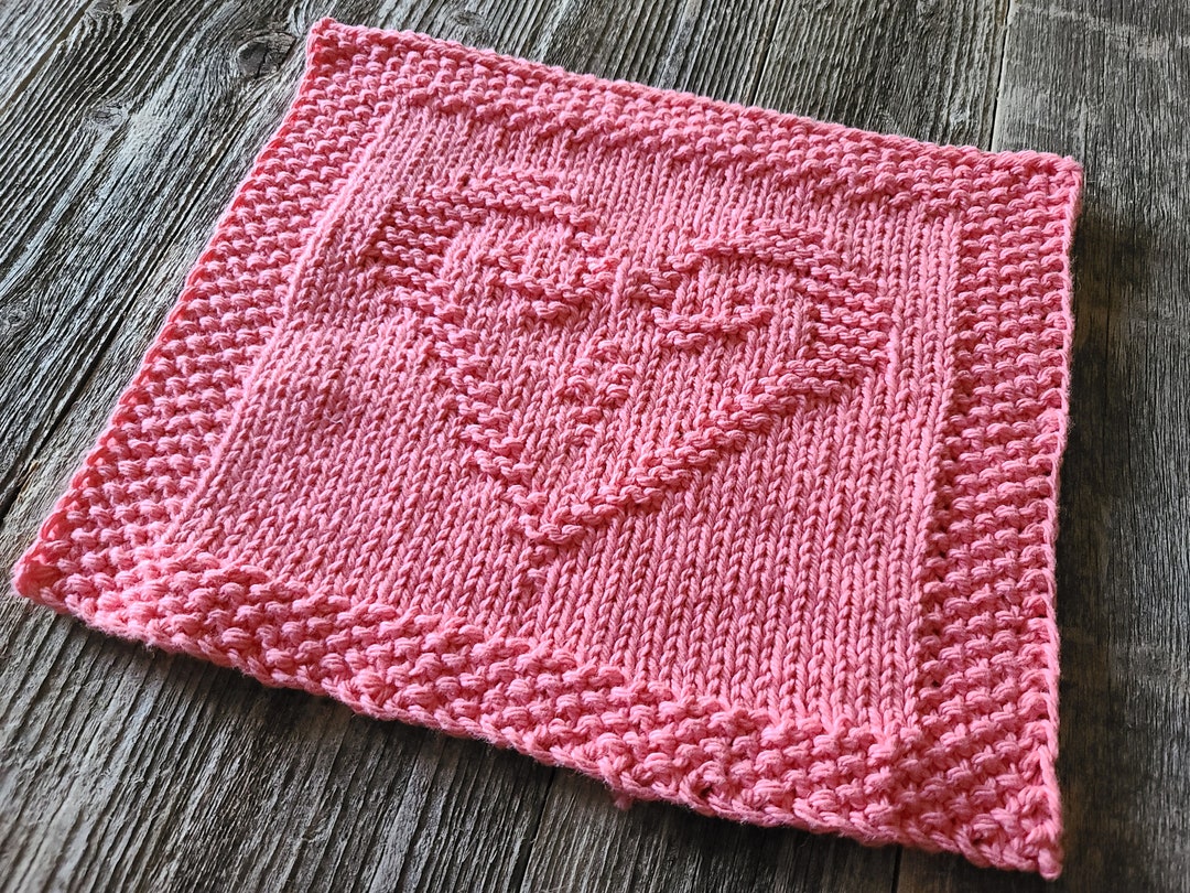 Loom Knit Hearts Dishcloth Pattern: Amour Square (PDF Download) - Etsy
