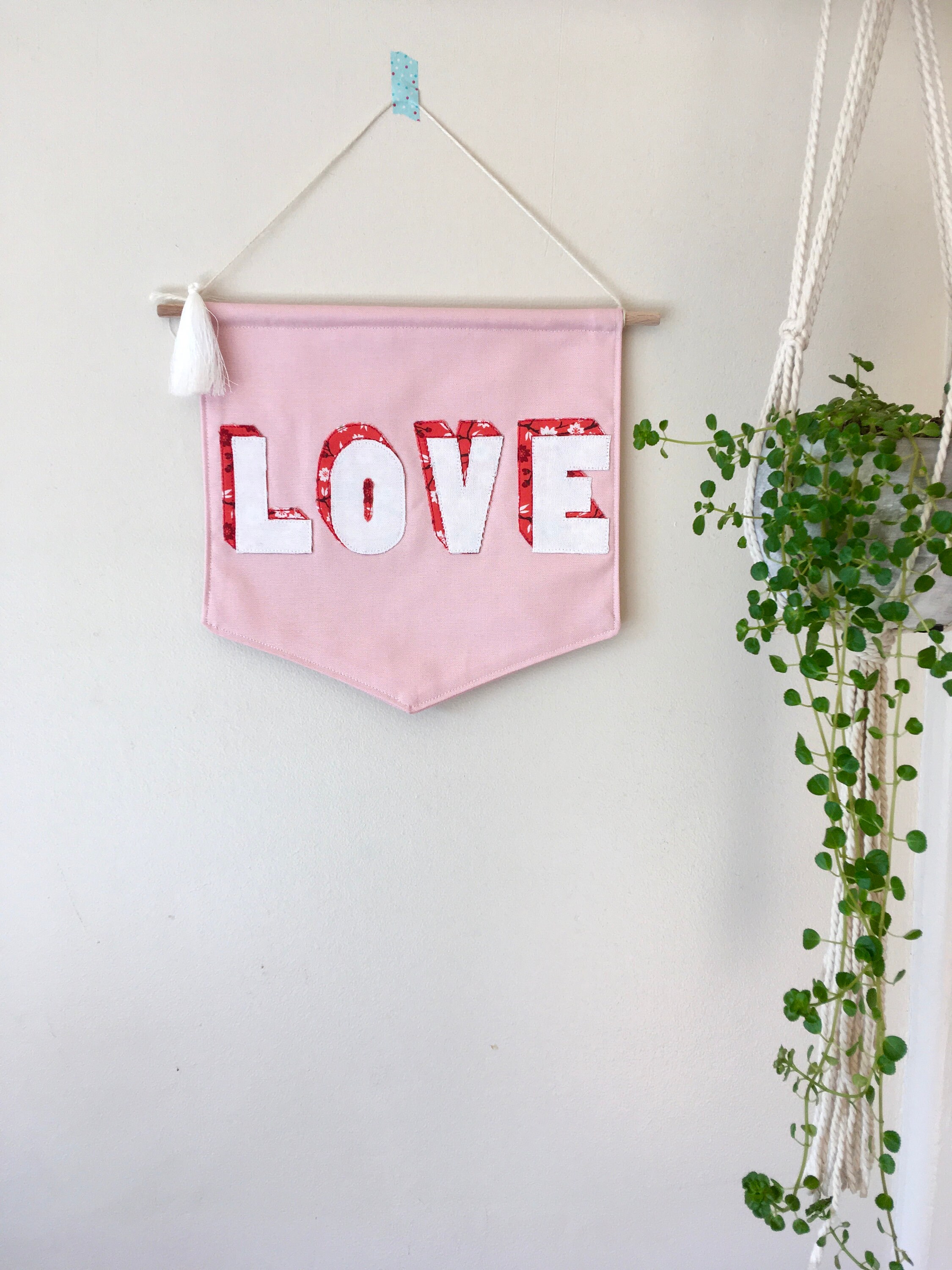 Love Wall Hanging Pennant Banner Flag Nursery Decor Pink | Etsy