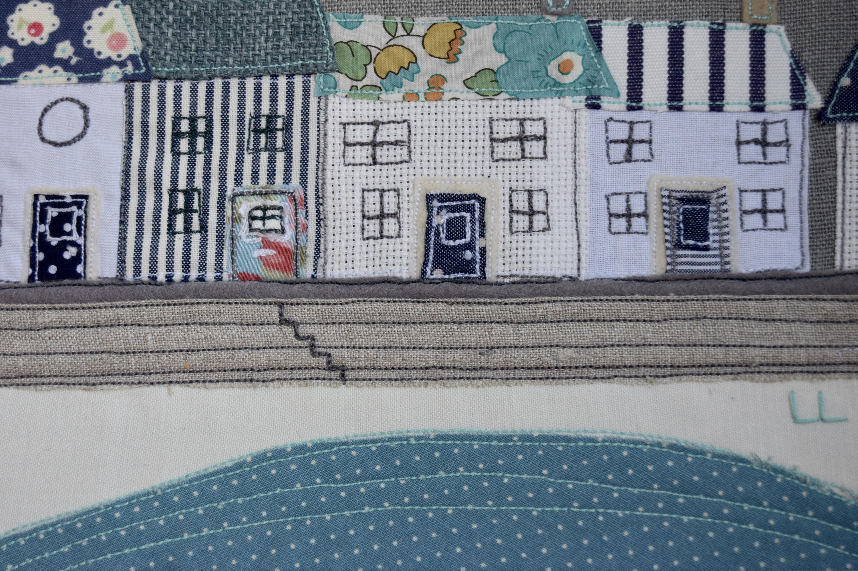 Cornwall wall art cornish cottages handmade applique | Etsy
