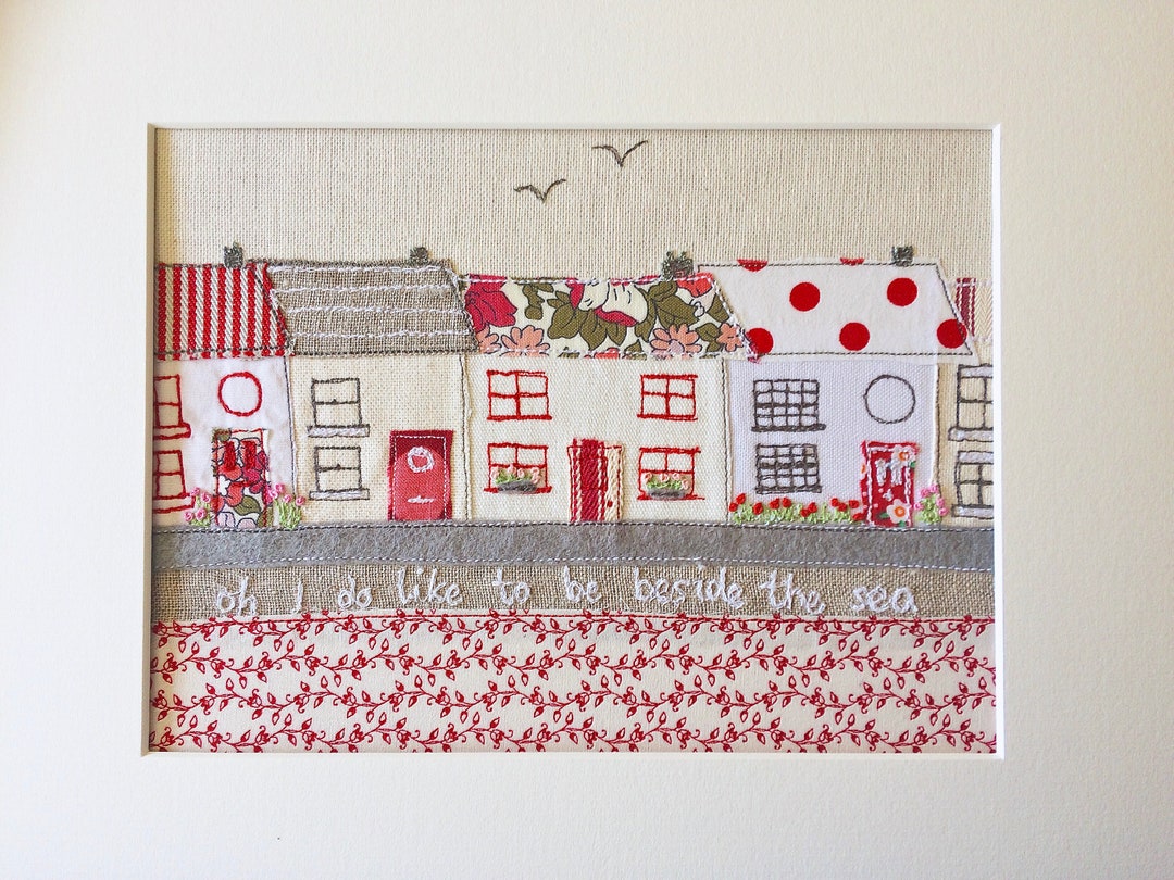 Cornwall Wall Art Cottages Textile Art Free Motion Embroidery ...