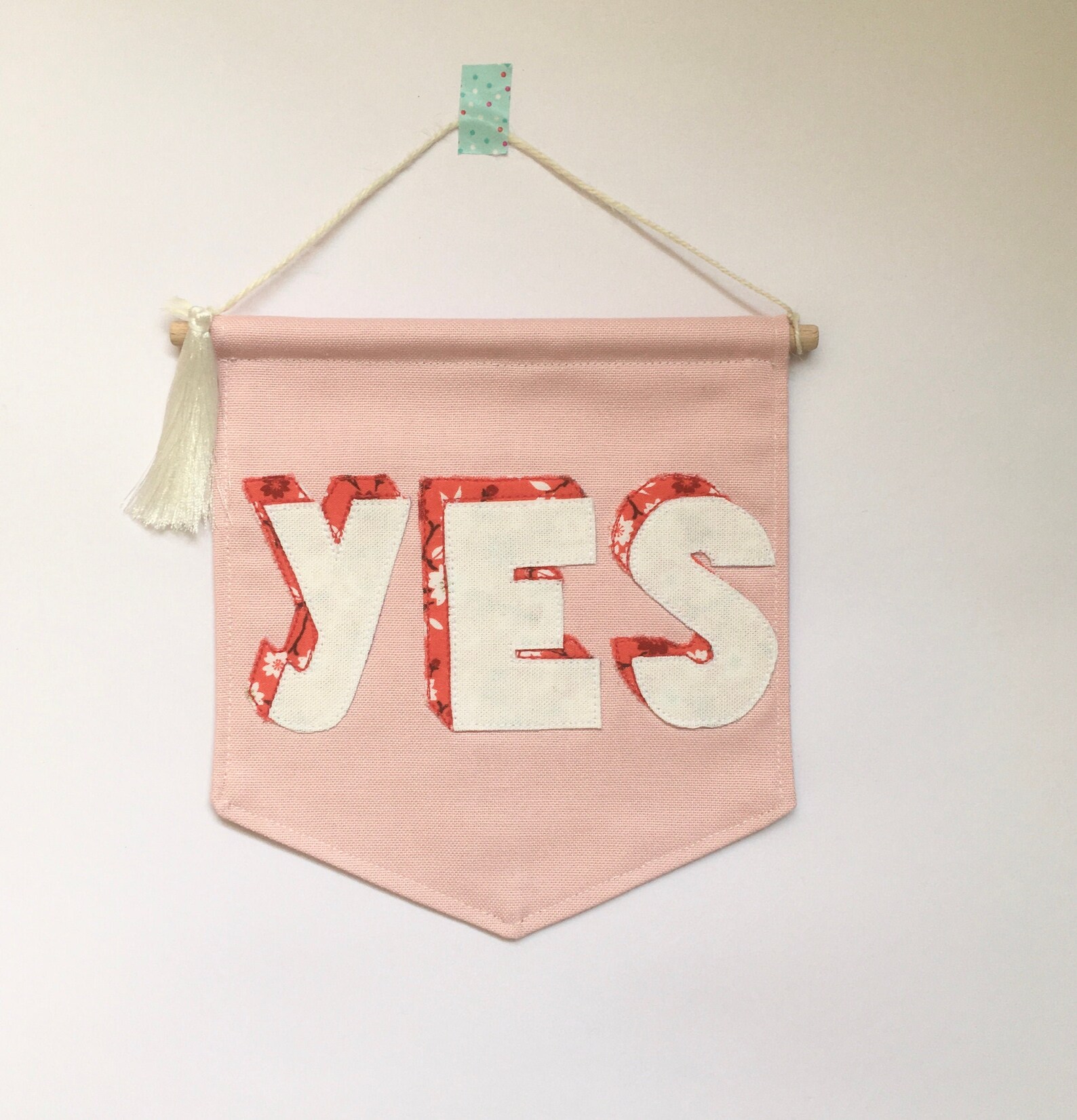 Yes Wall Hanging Pennant Banner Flag Nursery Decor Pink | Etsy