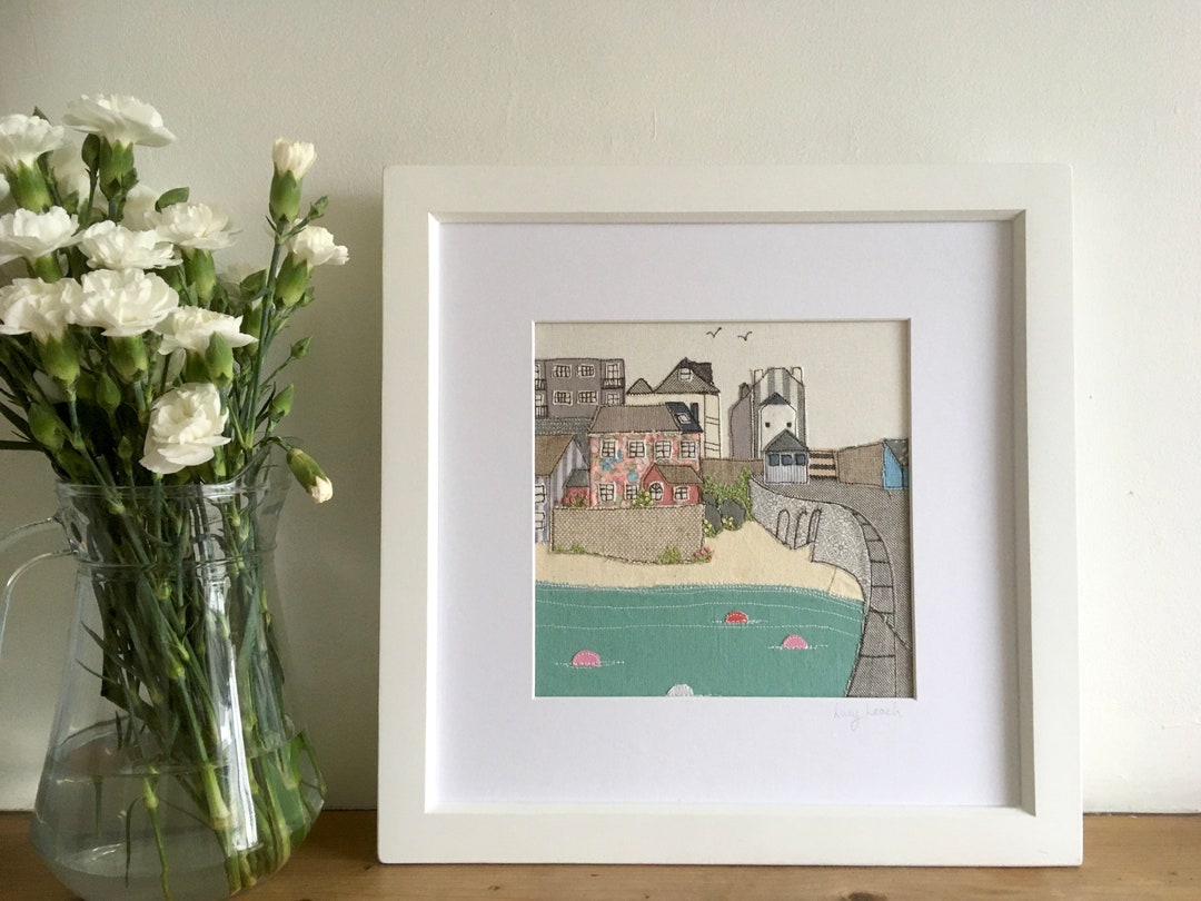 St Ives Harbour Textile Art – Cornish Coast Embroidery, Framed - Etsy UK