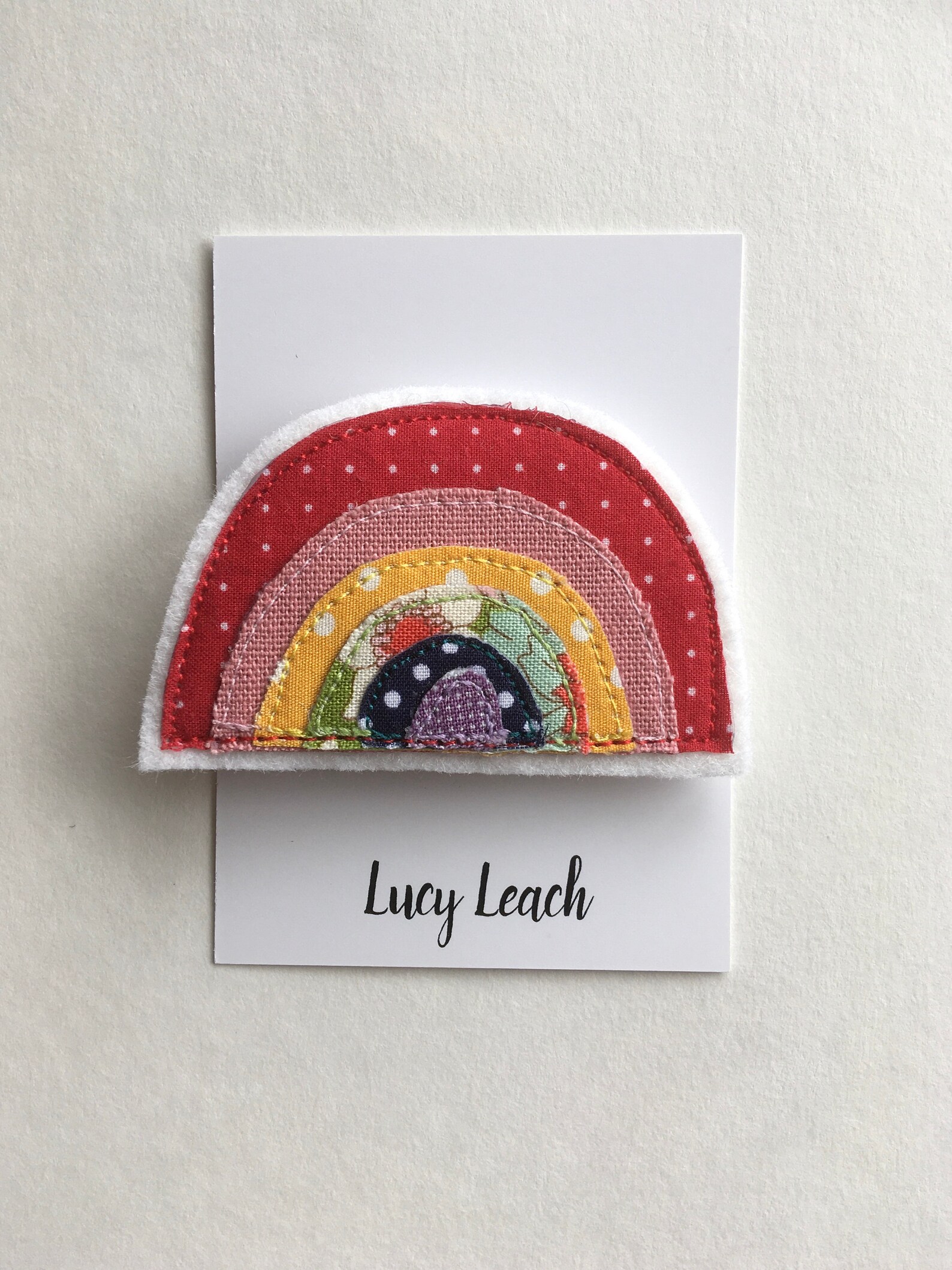 Rainbow Brooch Pin, Fabric Rainbow Pin, Free Motion Embroidery, Brooch ...
