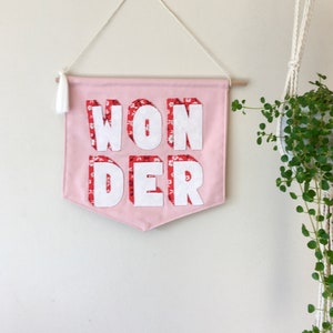 Wonder Wall Hanging, Pennant, Banner Flag, Nursery Decor, Pink, Retro ...