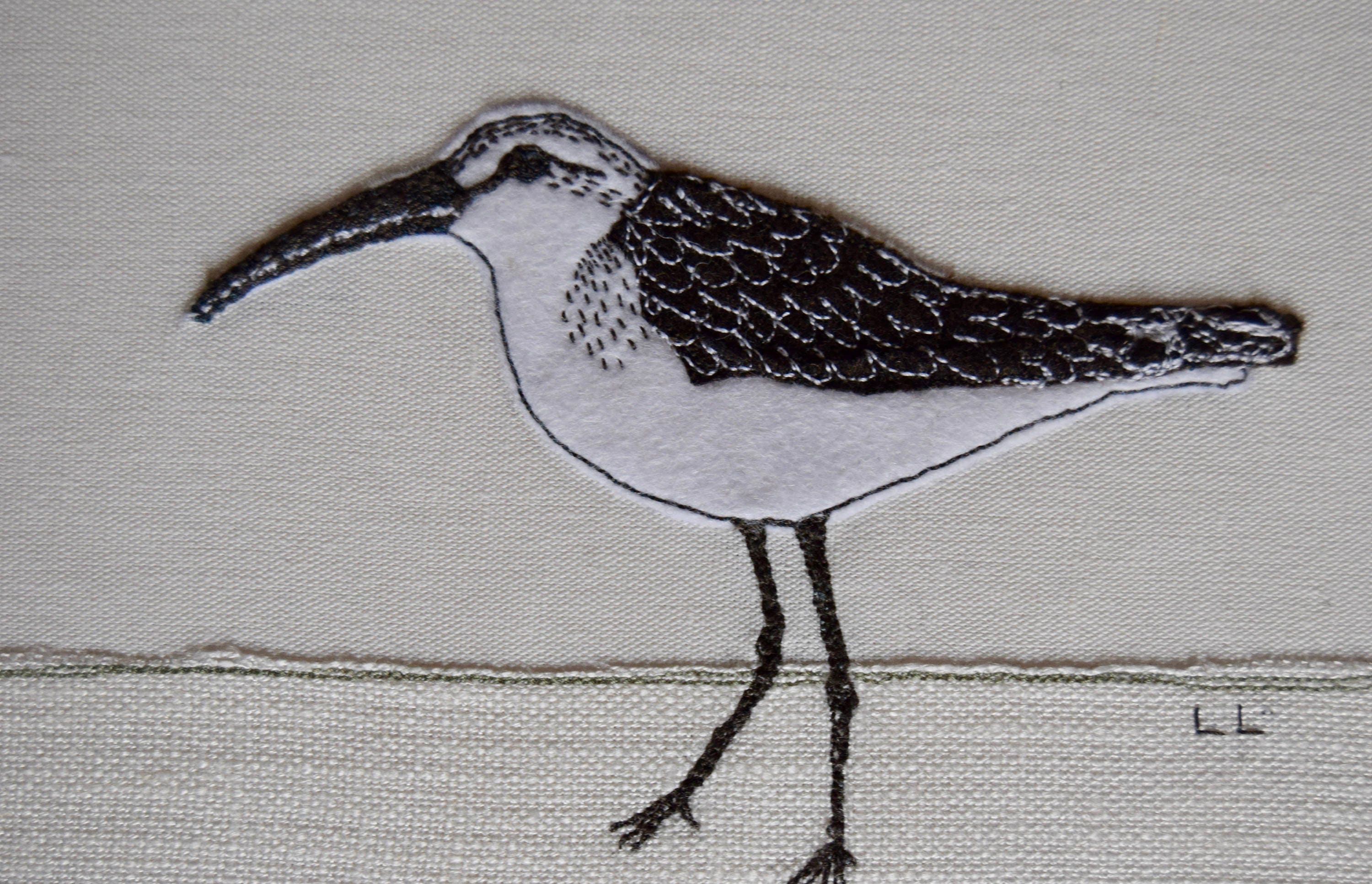 Bird wall art curlew sandpiper textile art embroidery - Etsy.de