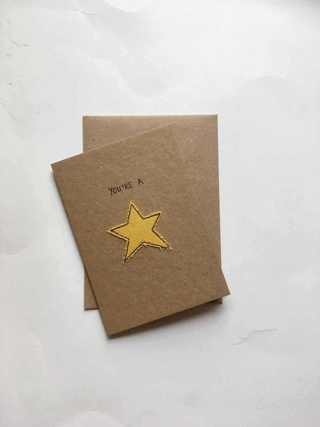 Handmade Kraft Card - Embroidered Star - You're A Star - Etsy