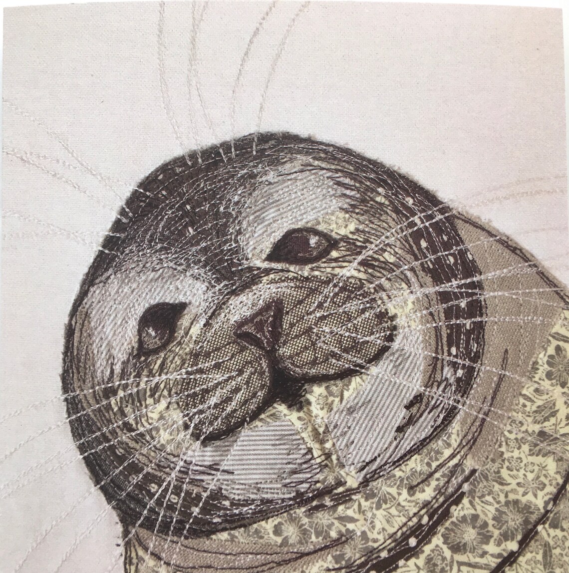 Greetings Card seal Textile Art Print From Original | Etsy