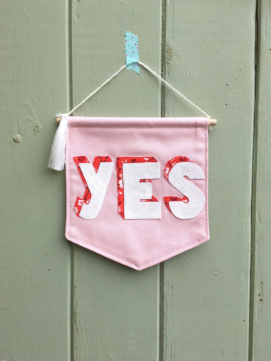 Yes Wall Hanging, Pennant, Banner Flag, Nursery Decor, Pink, Retro ...