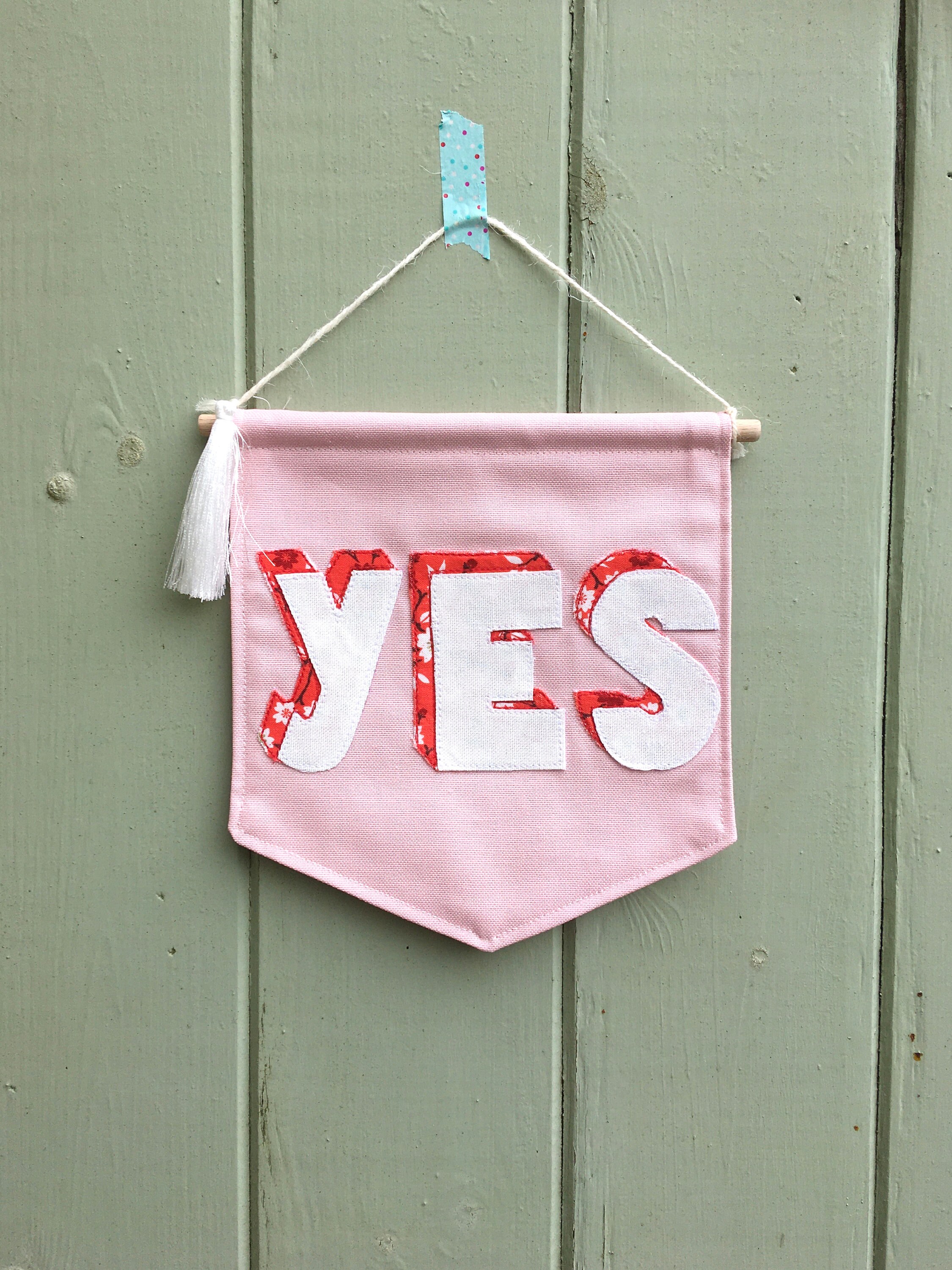 Yes Wall Hanging Pennant Banner Flag Nursery Decor Pink | Etsy