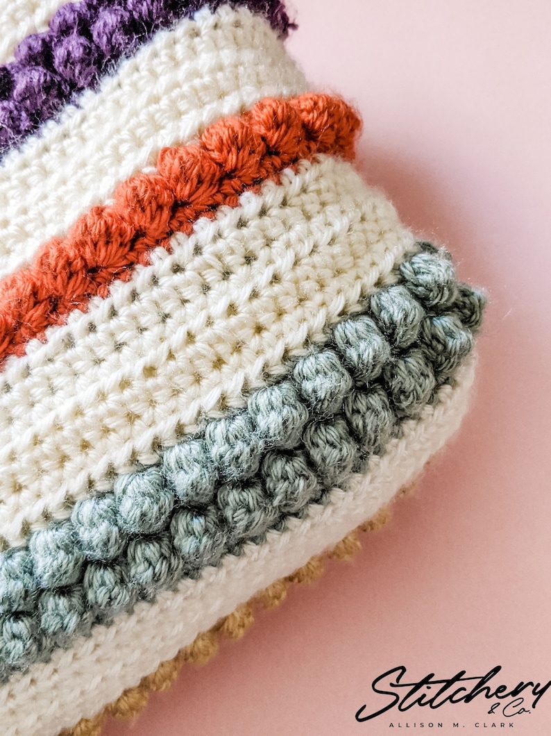Crochet PATTERN the Bobbles and Stripes Blanket Easy - Etsy
