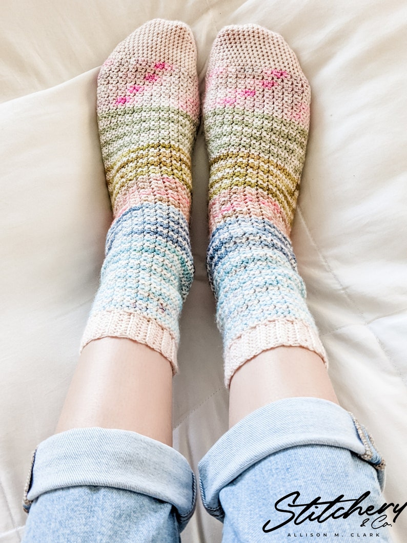 Crochet PATTERN | the Janie Socks | Mini Skein Socks With Ribbing and ...