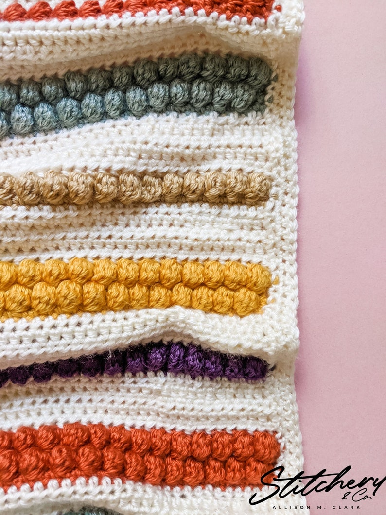 Crochet PATTERN the Bobbles and Stripes Blanket Easy - Etsy