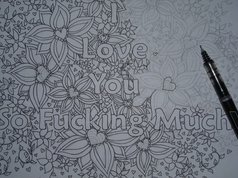I Love You So Fucking Much Adult Coloring Page by The Artful | Etsy I Love You So Fucking Much Adult Coloring Page by The Artful | Etsy