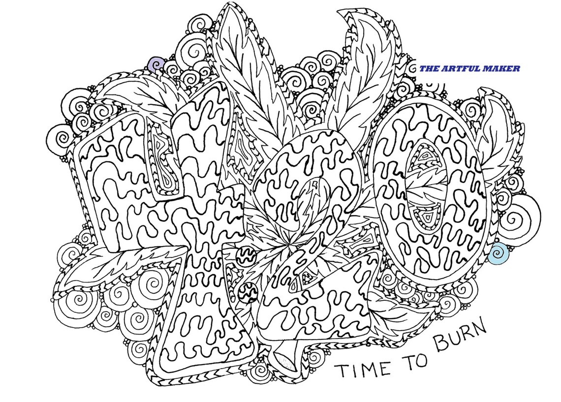 4:20 Time to Burn Adult Coloring Page by The Artful Maker | Etsy
