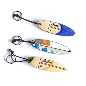 Custom Surfboard Keychain From Recycled Skateboards Personalized Gift ...