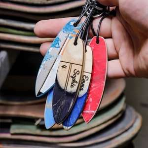 Custom Surfboard Keychain From Recycled Skateboards - Personalized Gift ...