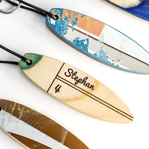 Custom Surfboard Keychain From Recycled Skateboards - Personalized Gift ...