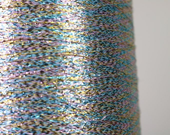 Rainbow Silver Metallic Glitter Sparkle American Yarn Hand Knit Crochet ...
