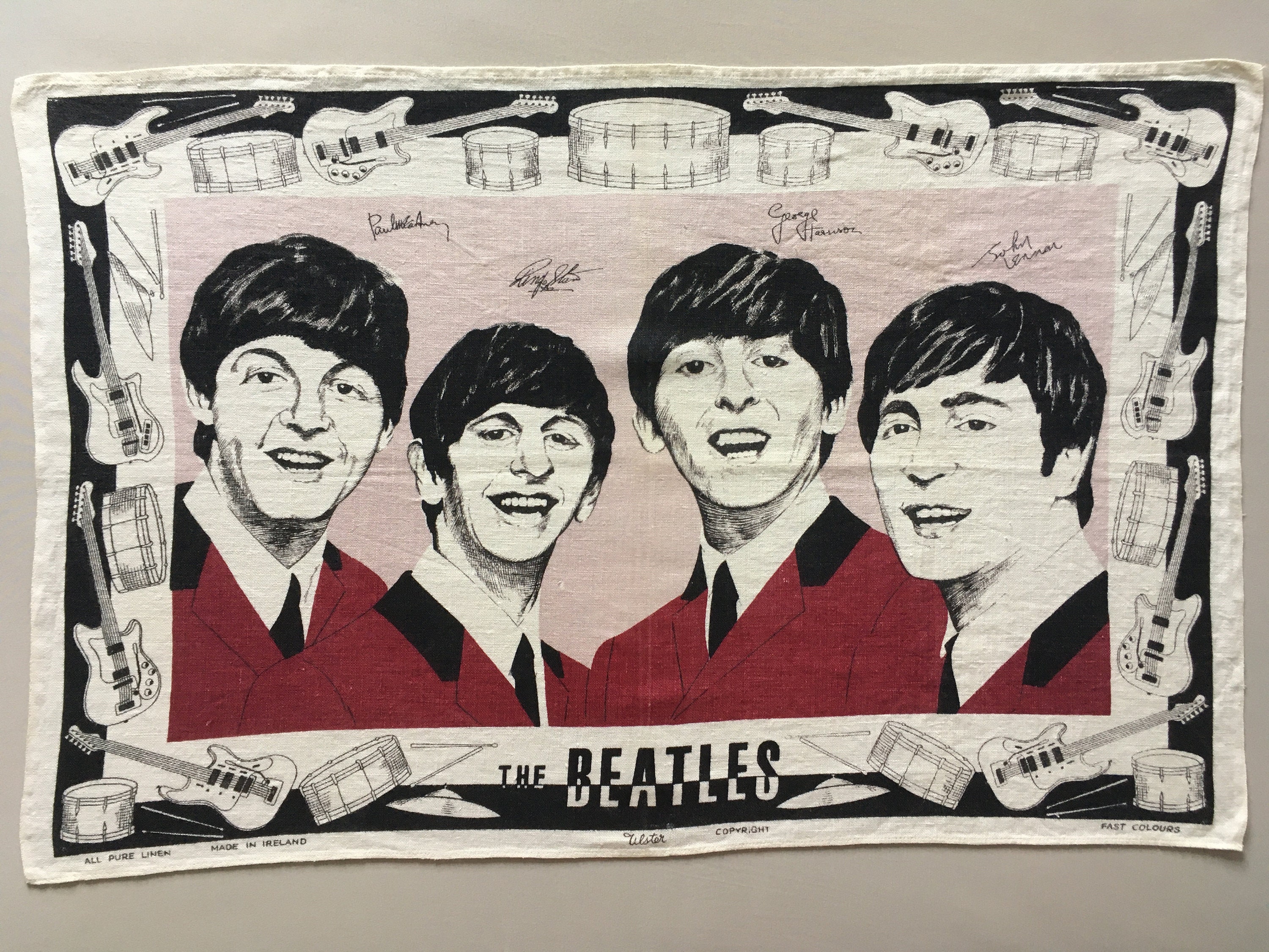 The Beatles Tea Towel, 1964-1965, Irish Linen, Ulster - Etsy