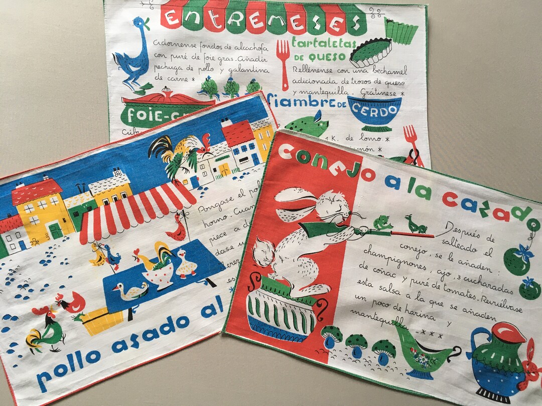 1950s Placemats With Spanish Recipes, Set of 3 - Etsy