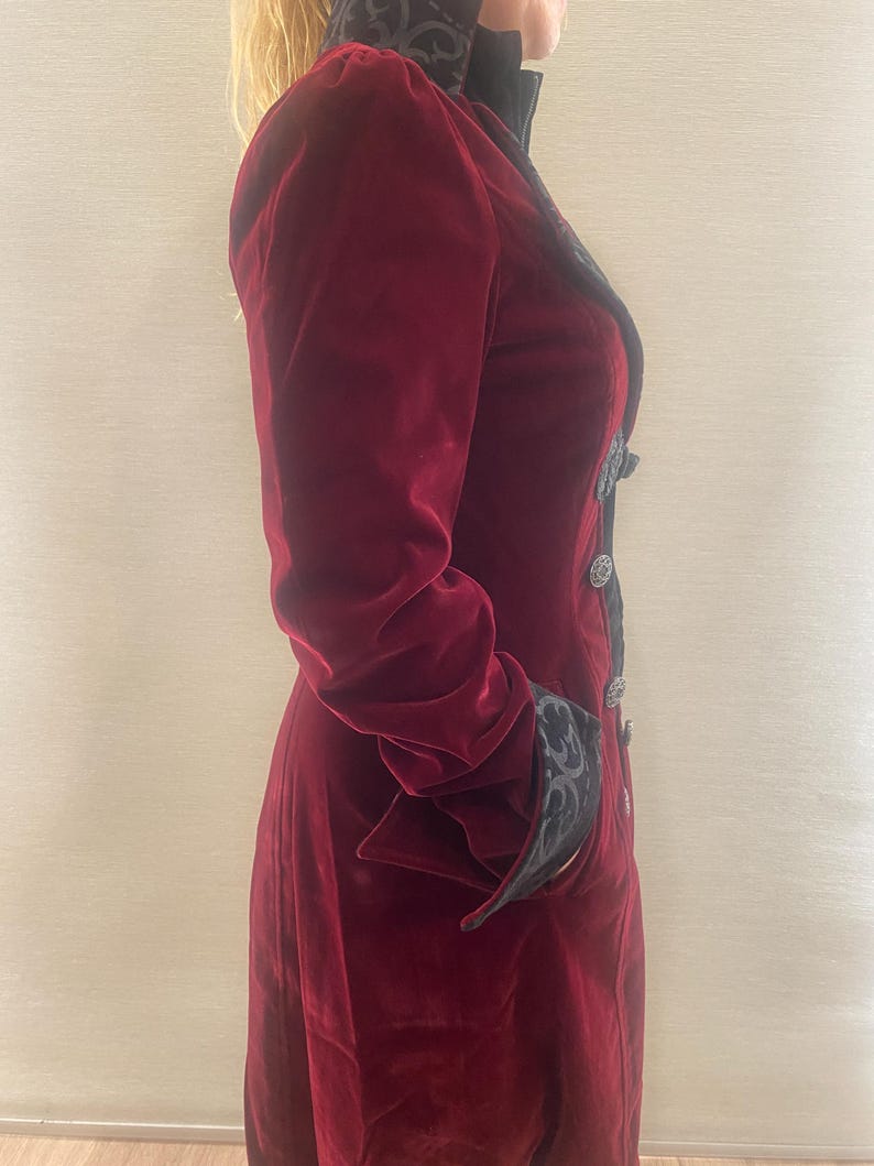 Gothic Victorian Vampire Steampunk Velvet Red Tailed Jacket Coat Plus ...