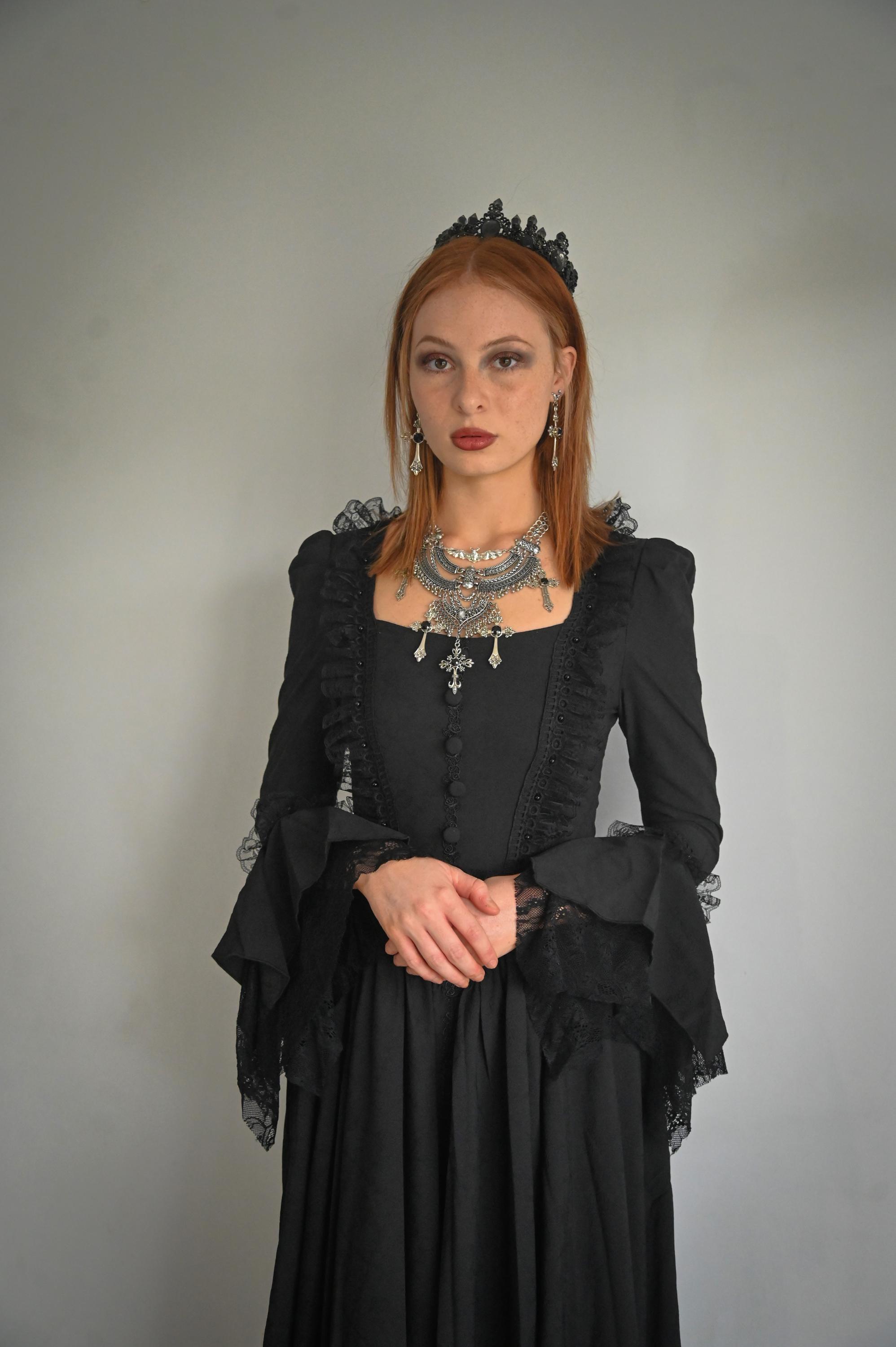Gothic Victorian Dress: Lace & Beads, Handkerchief Sleeves - Etsy