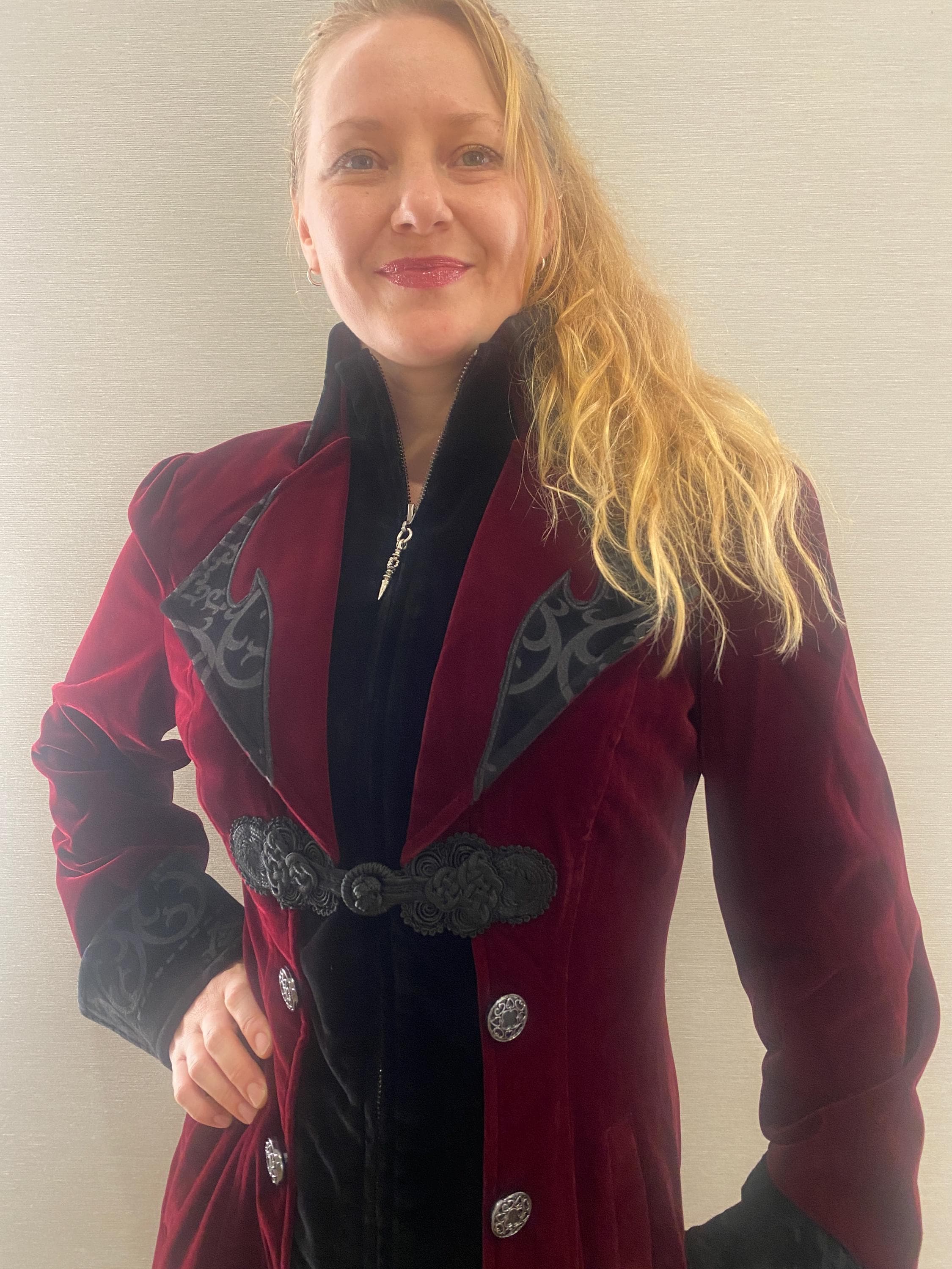 Gothic Victorian Vampire Steampunk Velvet Red Tailed Jacket Coat Plus ...