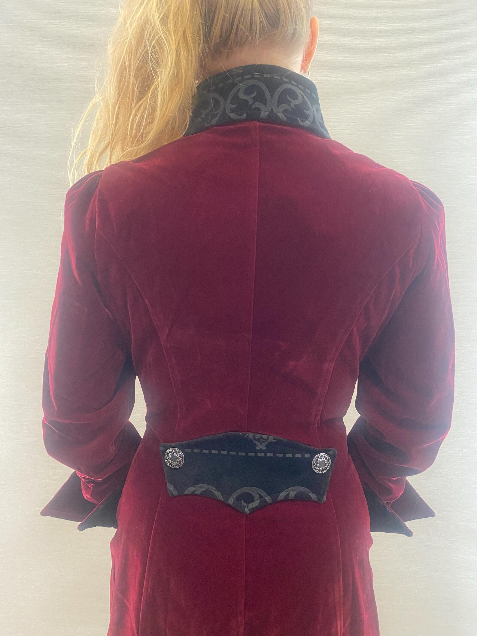 Gothic Victorian Vampire Steampunk Velvet Red Tailed Jacket Coat Plus ...