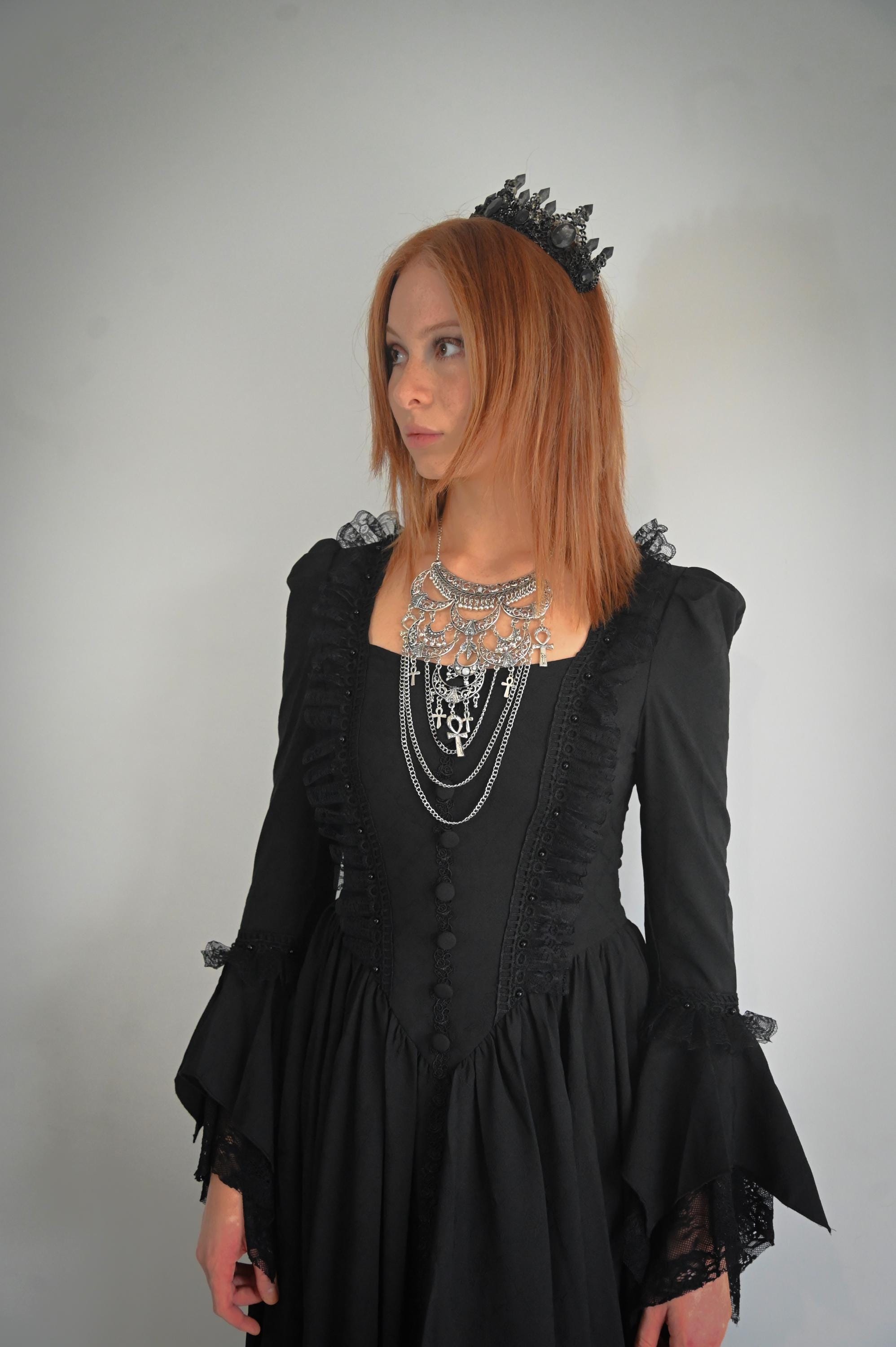 Gothic Victorian Dress: Lace & Beads, Handkerchief Sleeves - Etsy