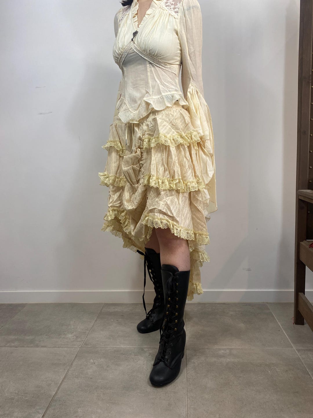 Steampunk Ruffle Bustle Skirt – Victorian High Low Lace Skirt - Etsy