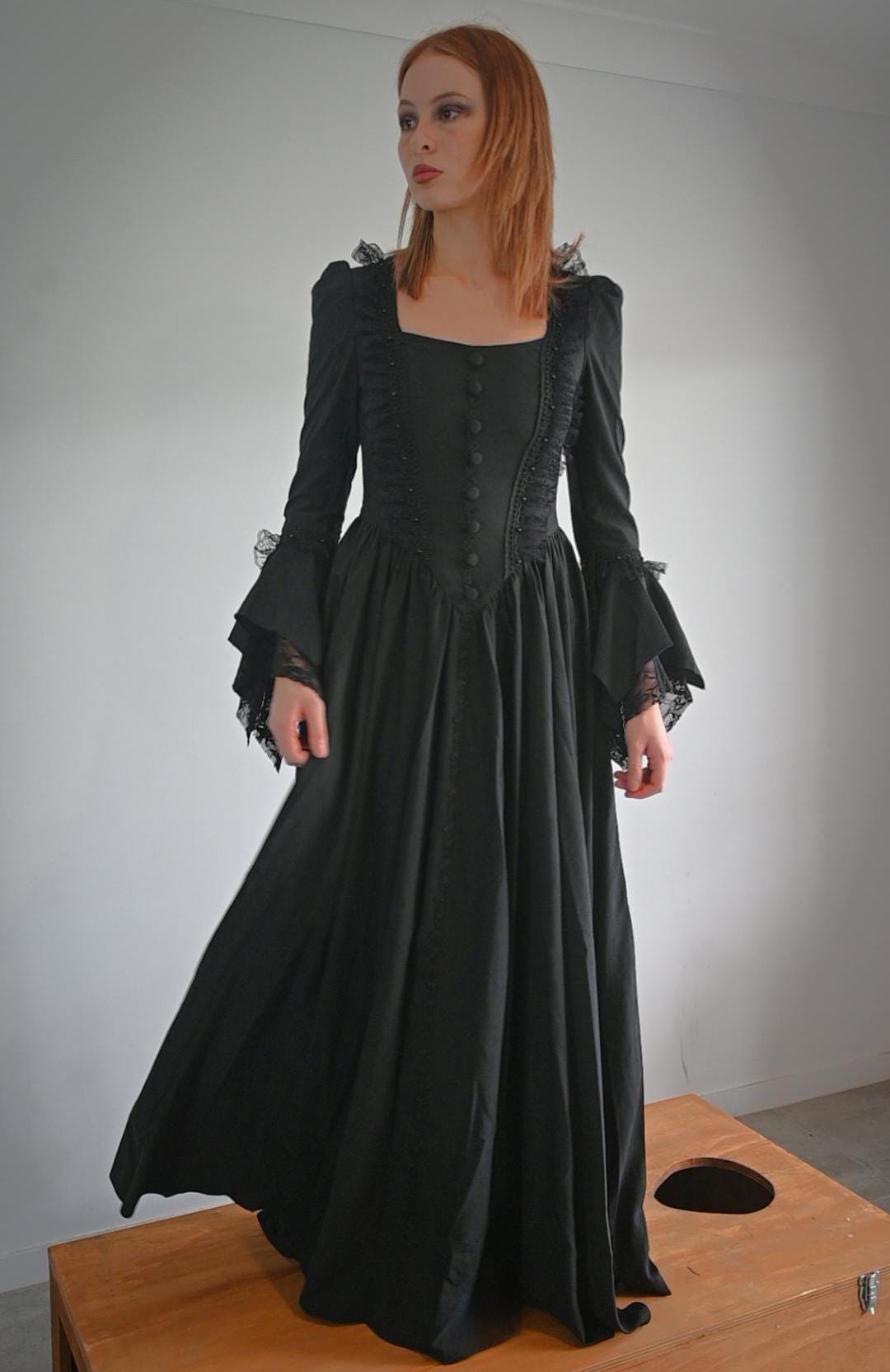 Gothic Victorian Dress: Lace & Beads, Handkerchief Sleeves - Etsy